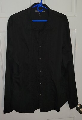 WILLIAM RAST black Pleated Button Front Cotton Shirt XXXL 3XL | eBay