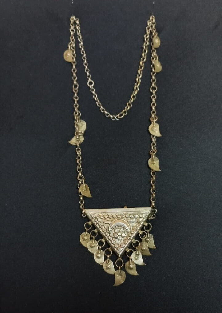 Ottoman period handmade antique silver amulet. triangle amulet necklace ...