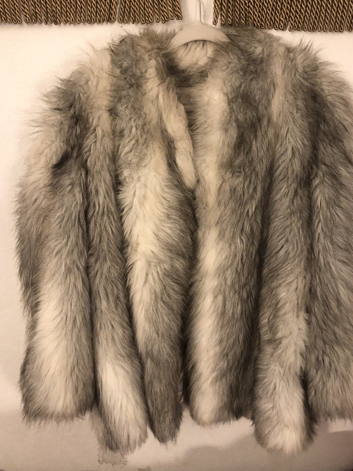 Fabulous Vintage Glam 1980's Silver/White Faux Fur Coat by Casper | eBay