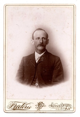 CIRCA 1890s CABINET CARD FREDERIE HANDSOME MAN MUSTACHE WAYNESBORO ...