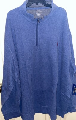 Polo Ralph Lauren Men’s Blue Quarter Zip Pullover Pony Logo Sweater NWT ...