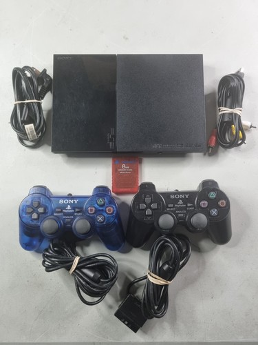 Sony PlayStation 2 PS2 Slim Black Console & Games Memory SCPH-90001 ...