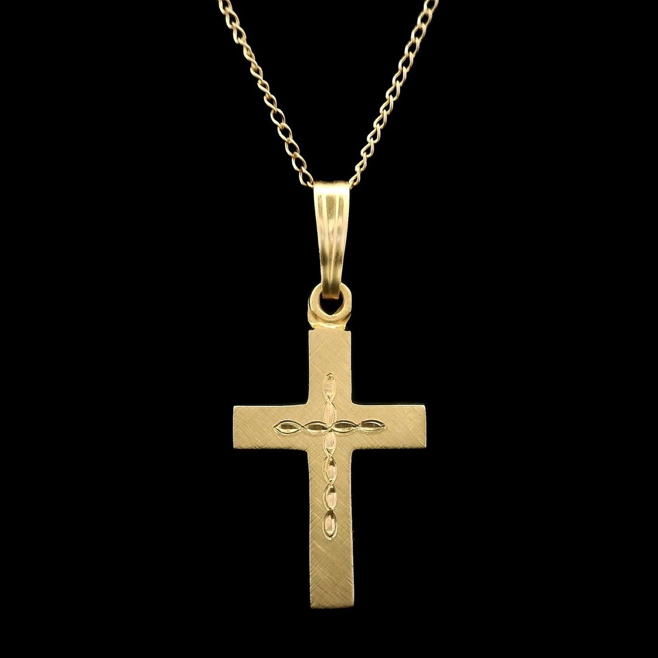 Vintage 14k Yellow Gold Hand Etched Florentine Finish Cross Pendant ...