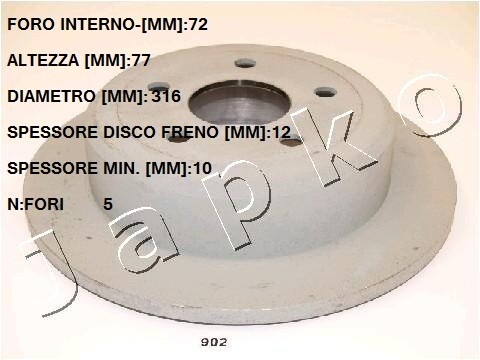 YY DISCO FRENO POST. JEEP WRANGLER III - HOLDEN FRONTERA JAPKO 61902 ...