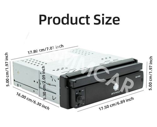 Single Din Car Retractable Screen CarPlay Stereo Radio Bluetooth FM GPS ...