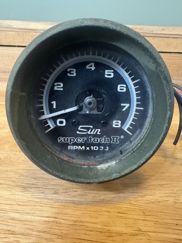 Vintage Sun Super Tach II Tachometer 8k RPM Blue Line Hot rod Rat Rod ...