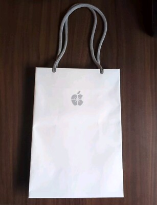 Genuine Apple Store Logo Paper Bag Shopping Gift Bag Tote White 8.5 x ...
