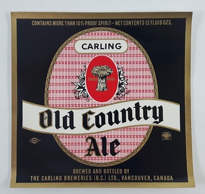 Old Country Ale Carling Breweries (B.C.) Ltd. Vancouver Canada Beer ...