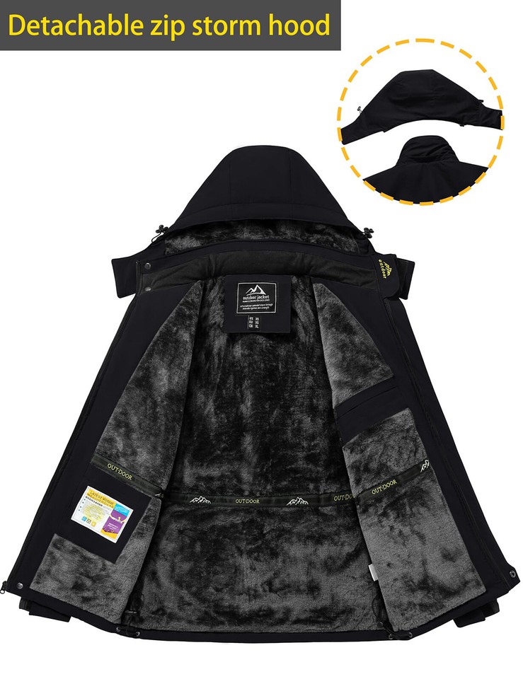 Men's Winter Ski Jacket Waterproof Snow Coat Snowboard Fleece Lining ...