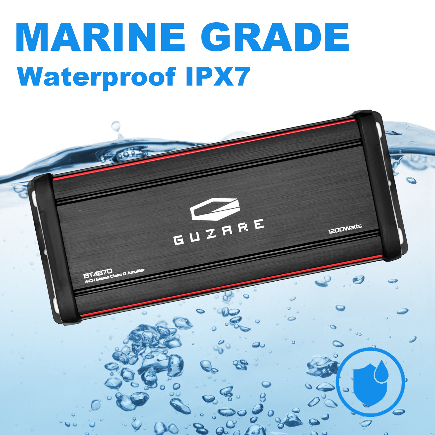 MARINE WATERPROOF AMPLIFIER GRADE 4-CHANNEL 1200W BOAT AMP for ATV UTV ...