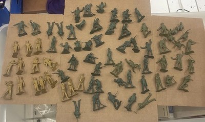 Marx Army Men Lot Of 70 WWII Light And Dark Green, Tan | eBay