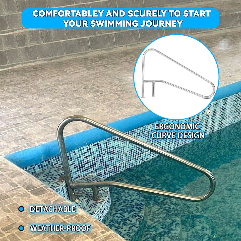 Cross Braced Deck In-Ground Swimming Pool Stainless Steel Ladder Step ...