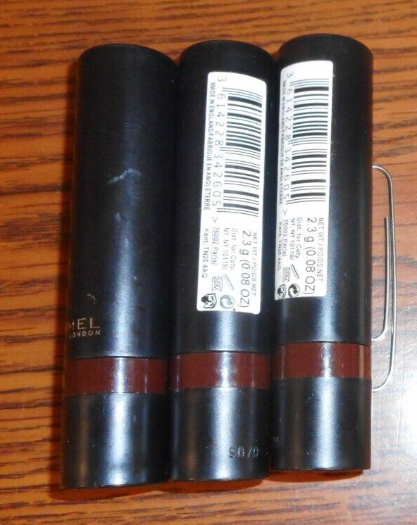 LOT OF 3 RIMMEL LASTING FINISH EXTREME LIPSTICK 750 CRAY CRAY 0.08oz ...