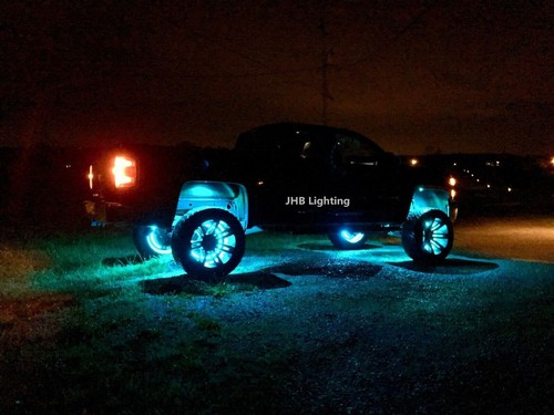 15.5"Bluetooth RGB Color Change LED Truck Wheel Lights +6pcs RGB Rock ...