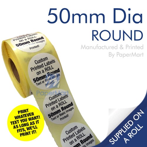 Round Circle Stickers Printed Labels PERSONALISED - 50mm Round - ON A ...