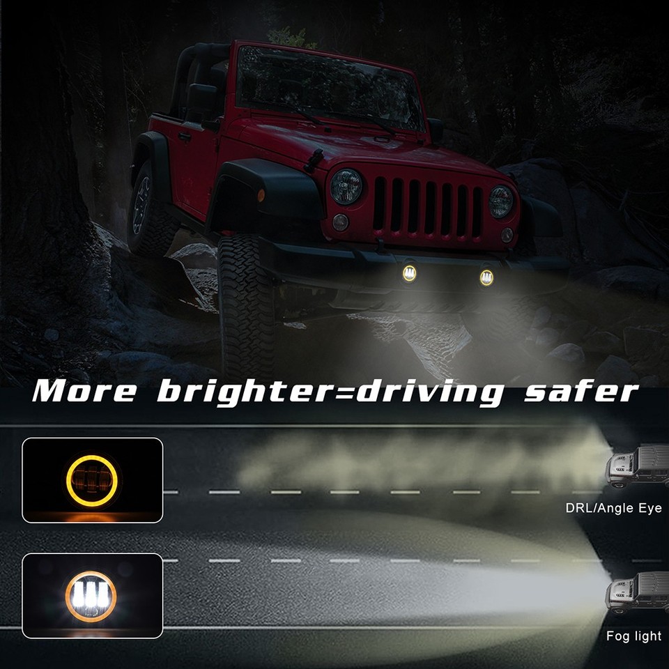 2x 4" Inch LED Fog Lights Front Bumper Driving Lamp for Jeep Wrangler ...