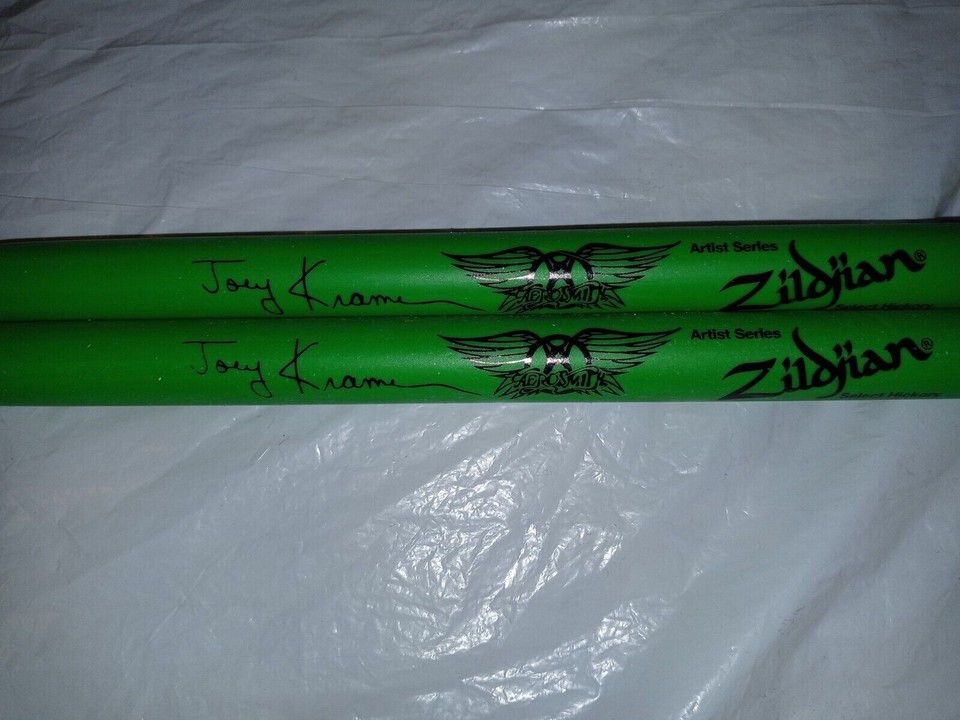 AEROSMITH Band Logo JoeyK. Signature DRUM STICKS Concert TOUR Stage ...