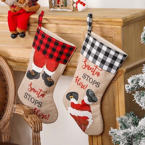 Merry Christmas Stocking Gift Bag with Xmas Tree Hanging Ornament ...