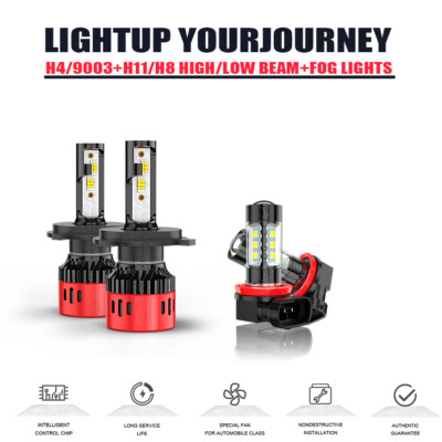 For Kia Rio Sedan 2012-2018 4x 6000K LED Headlight High/Lo Fog Light ...