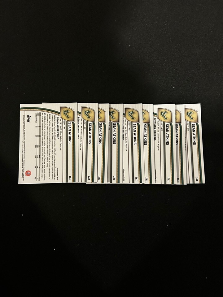 (9) 2024 Bowman U Chrome Card Lot Sean Atkins USF Lot | eBay
