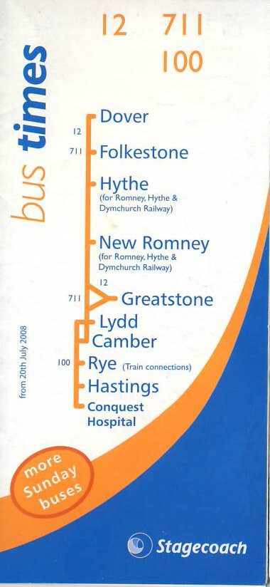 Stagecoach East Kent Bus Timetable (N080720) 12 711 Folkestone Hastings ...