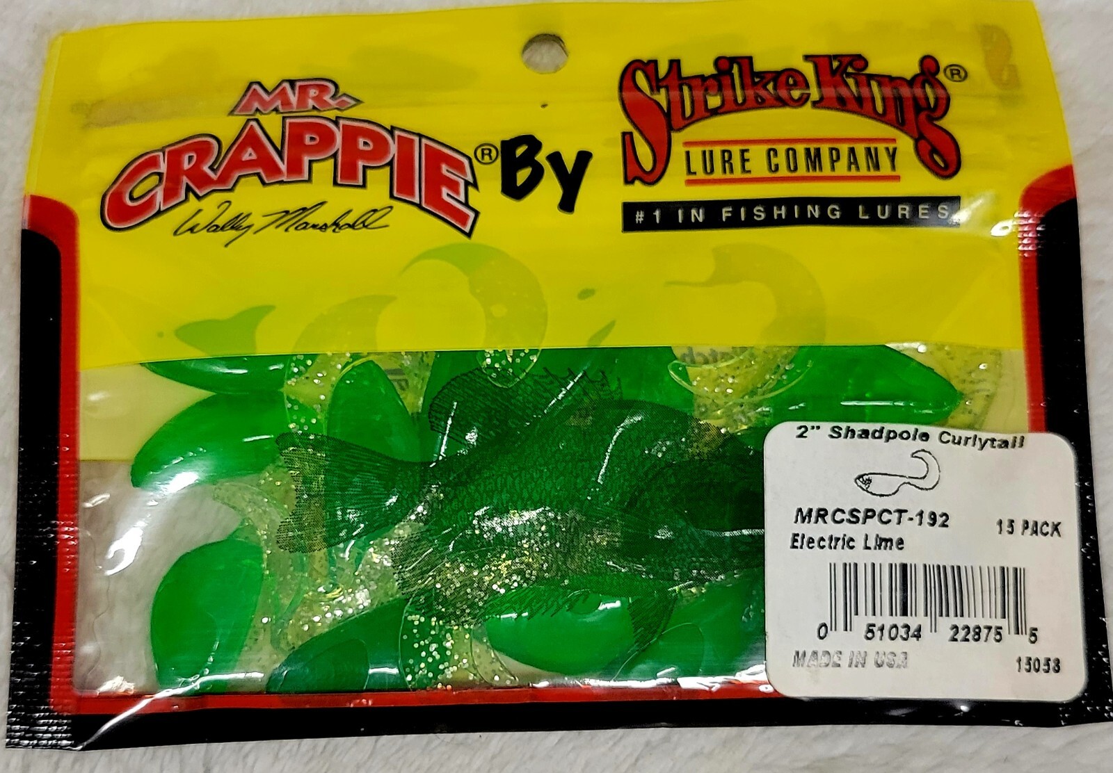 Strike King Mr. Crappie 2" Shadpole Curlytail MRCSPT-192 Electric Lime ...