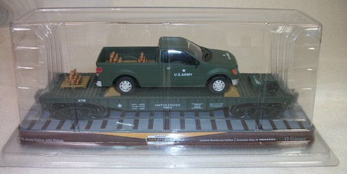 LIONEL RARE MENARDS ARMY FLAT CAR WITH PICK-UP TRUCK MINT ORIGINAL ...