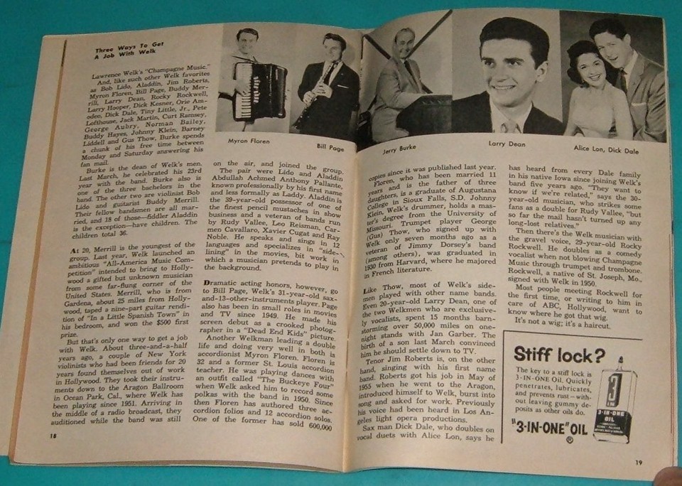 1956 TV ARTICLE/LAWRENCE WELK/LARRY HOOPER/ALADDIN PALLANTE/BOB LIDO ...