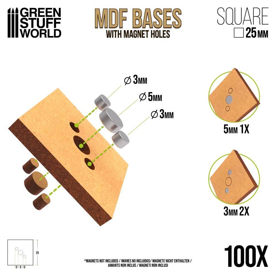 MDF Square Base 25mm - Pack100 - Thickness 3mm Basing Wargames | eBay
