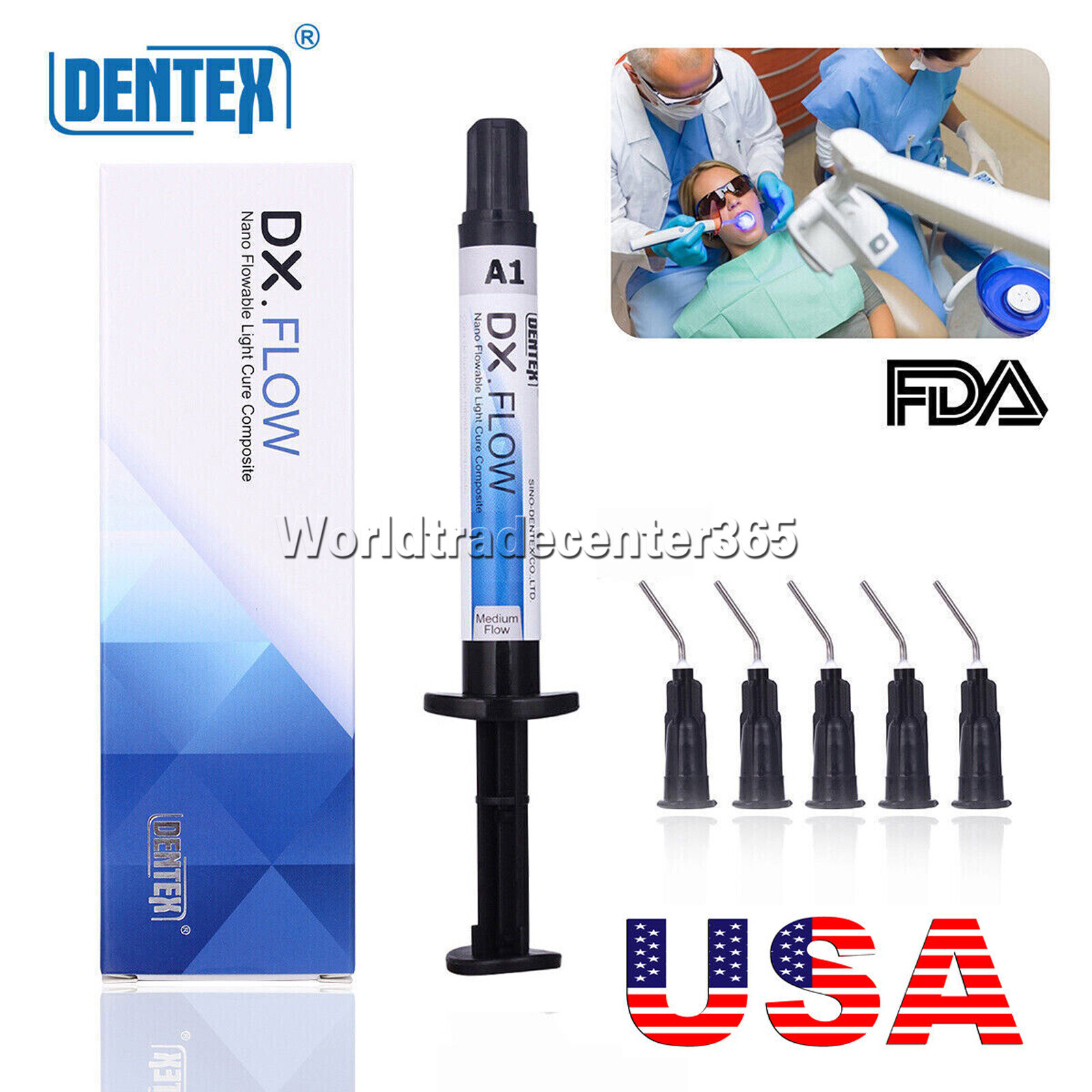 DX.FLOW DENTEX Dental Flowable Light Cure Composite Resin Medium Flow A1 3g/pcs | eBay
