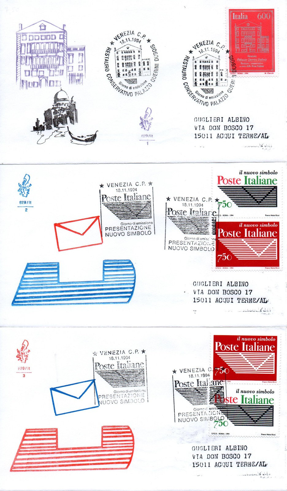 Repubblica Italiana 1994 FDC Venetia Club Poste Italiane (E) | eBay