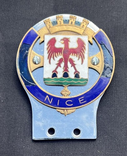 NICE COTE D AZUR CANNES FRENCH RIVIERA VINTAGE ENAMEL CRESTED CAR BADGE ...