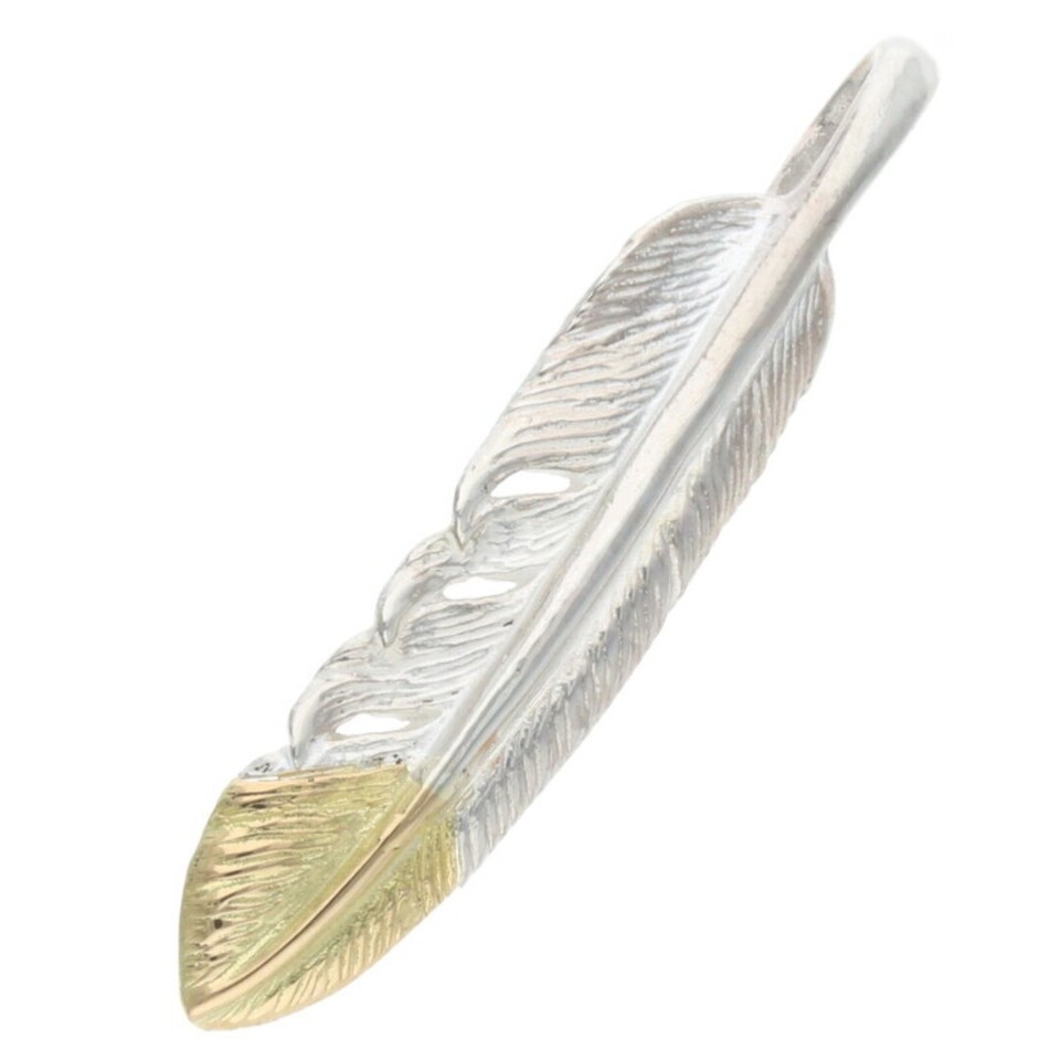 Tady & King sword tip K18 feather small size left facing necklace top ...