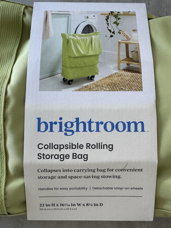 Brightroom Collapsible Rolling Storage Bag, Lime Green | Organizer ...