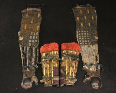 Yoroi Sangu kote suneate gold edo period antique samurai katana armor ...