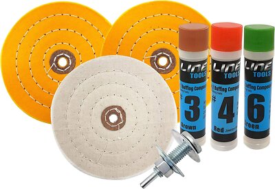 6 Inch Buffing Wheel Kit for Bench Grinders and Drill, with 3 Step ...