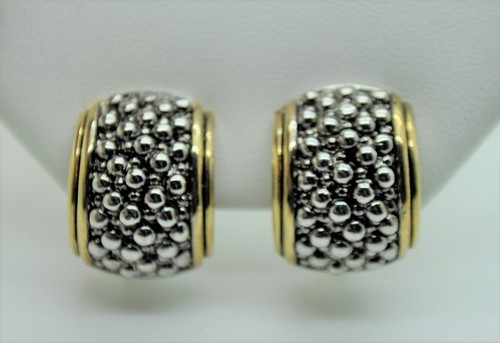 A-06 CLASSIC Design Style Silver Dots Texture hoop Two tone Clip ...