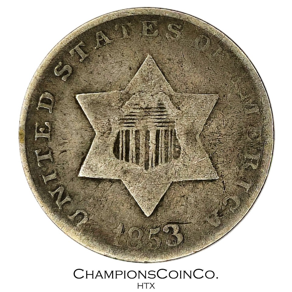1853 Three-Cent 3C Piece .75 Silver Trime VF | eBay