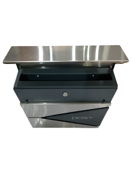 Letterbox Lockable Stainless Dark Grey Galvanized Post Mailbox Monument ...