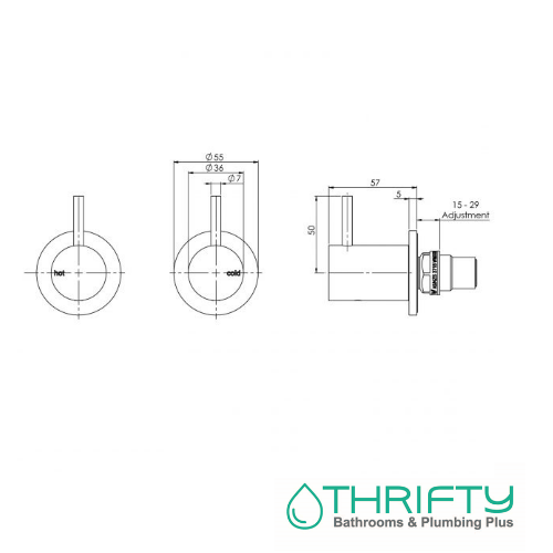 Phoenix Vivid Slimline Wall Top Assemblies Ext. Spindles Brushed Nickel ...