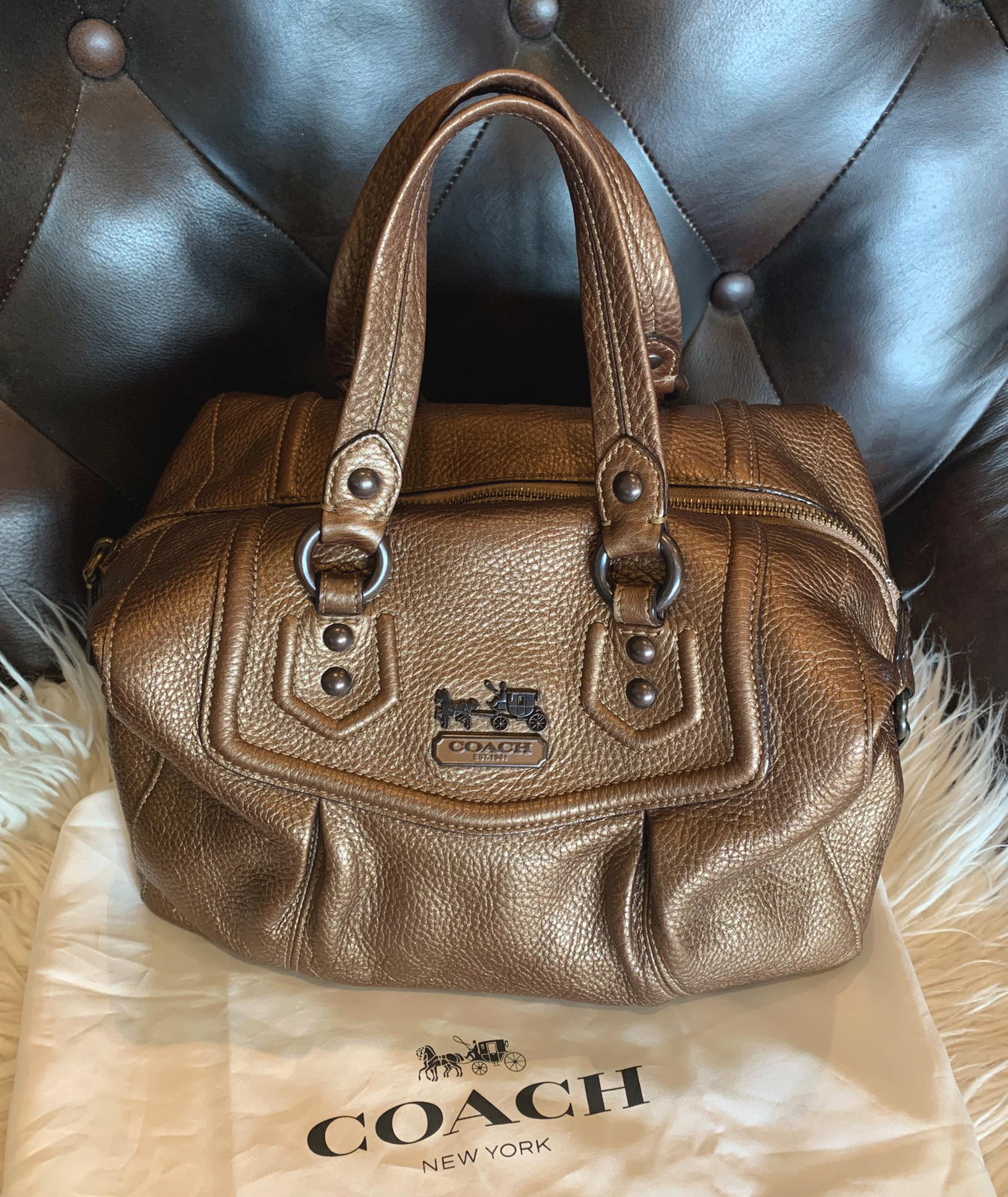 Coach Metallic Brown Madison Audrey 14316 Medium Satc… - Gem