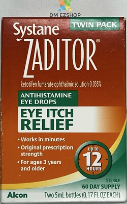 SYSTANE ZADITOR Antihistamine Eye Drops TWIN PACK. Exp. 05/2025 FREE ...