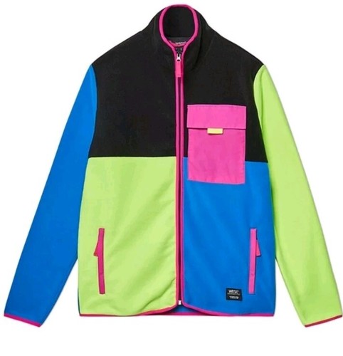 WeSC Moritz Polar Fleece Colorblock Zip Jacket NWT Men L Electric Blue ...