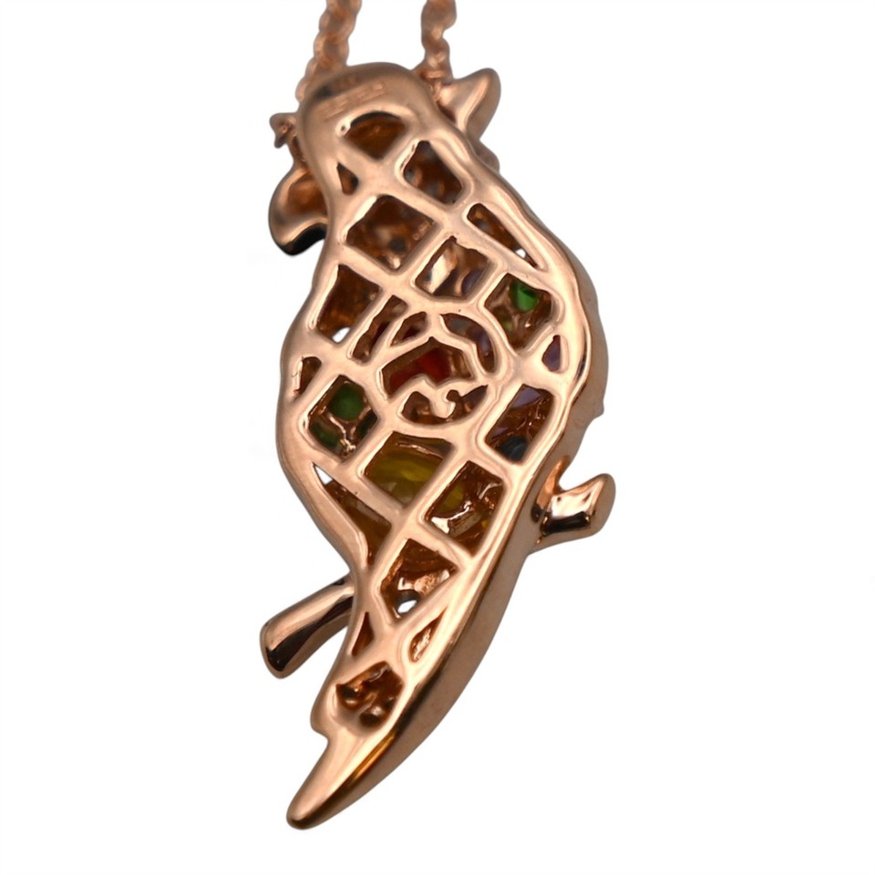 VINTAGE DESIGNER EFFY RAINBOW SAPPHIRE DIAMOND PARROT PENDANT 14K ROSE ...