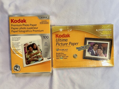 Kodak Ultima Picture Paper 4x6 High Gloss 25 Sheets & 100 Premium ...