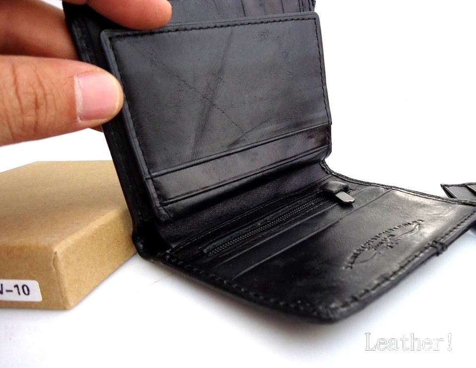 Men's Real Leather wallet 10 Credit Card Slots 2 id windows 2 Bill ...