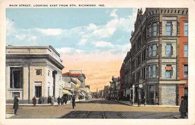 Richmond Indiana Main Street Scene Historic Bldgs Antique Postcard ...