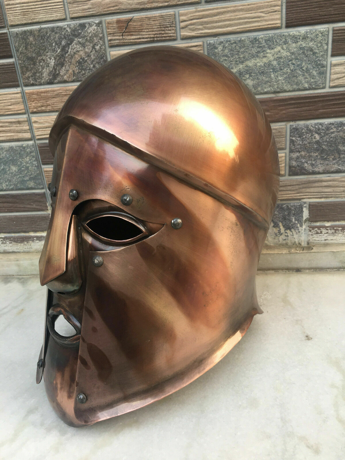 Medieval Copper Finish Greek Corinthian helmet made from 18ga metal ...
