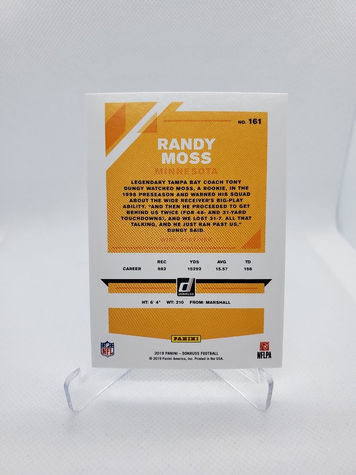 Randy Moss Minnesota Vikings - 2019 Panini Donruss - Tribute Throwback ...