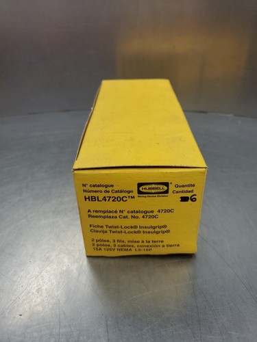 Hubbell HBL4720C Twist-Lock Male Plug, 2 Pole 15A 125V Lot of 6. 4B-37 ...